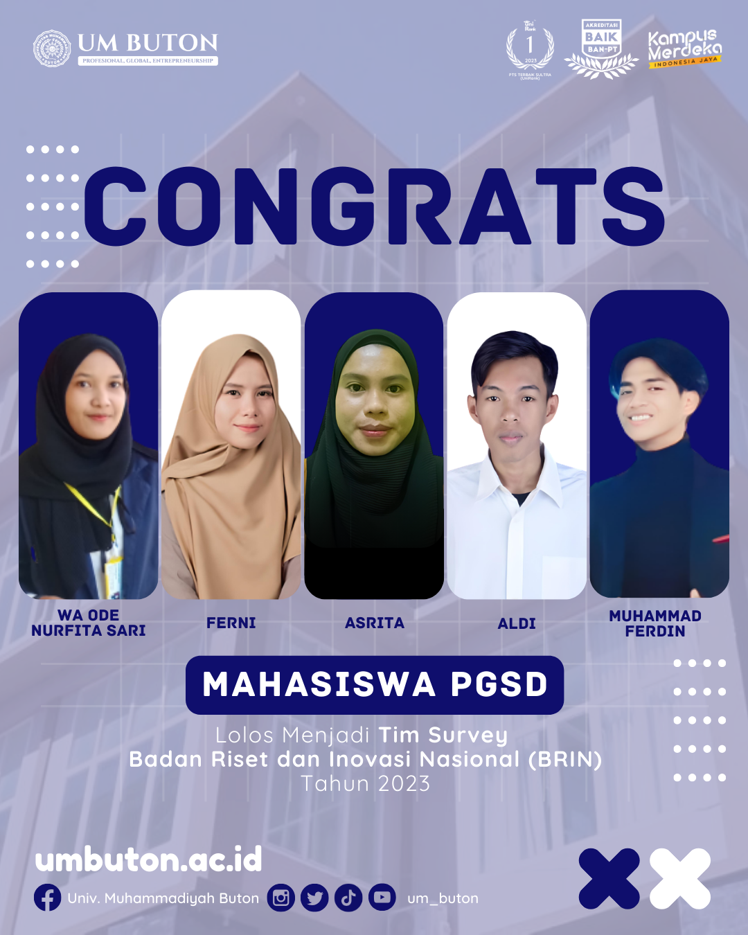 Mahasiswa PGSD UM Buton Terpilih sebagai Tim Survey BRIN 2023 - Warta PTM